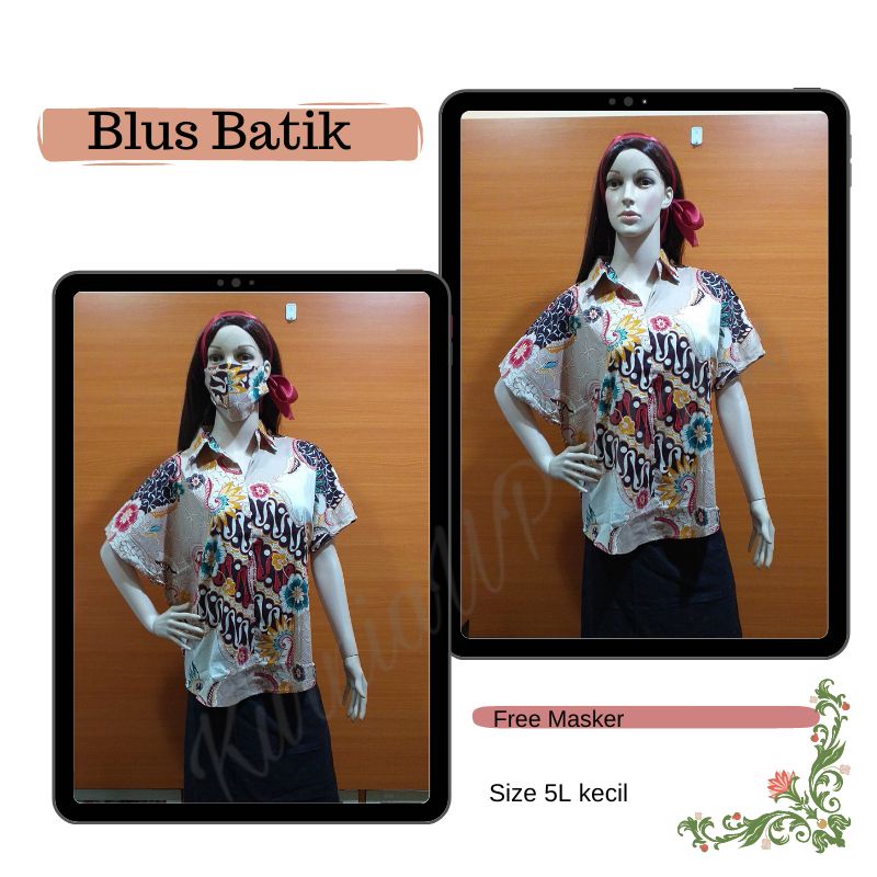 Jual Blus Batik Cream Motif Bunga | Shopee Indonesia