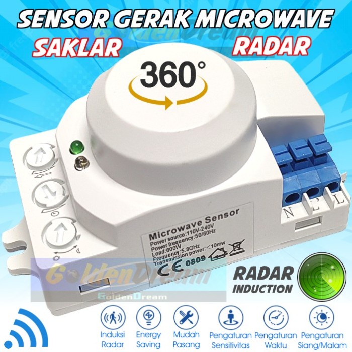 Jual Saklar Sensor Gerak Microwave Radar Switch 220v 12v 5.8Ghz Motion ...