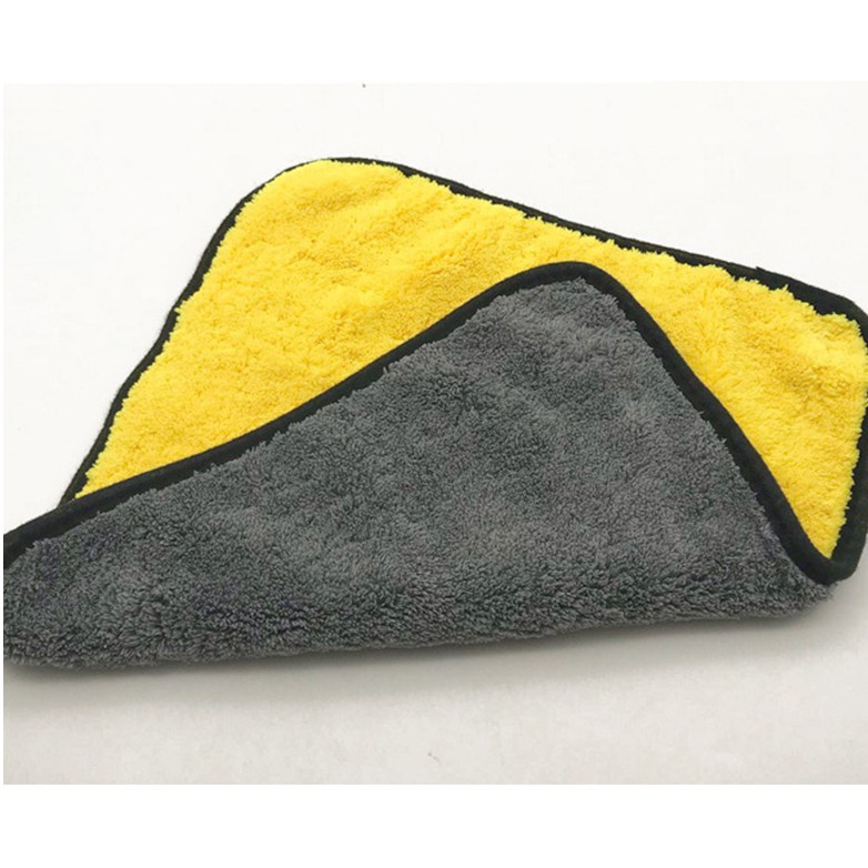 Jual Kain Lap Microfiber Mobil 2 Sisi Kuning Hitam 25x25 30x30 30x40 cm ...