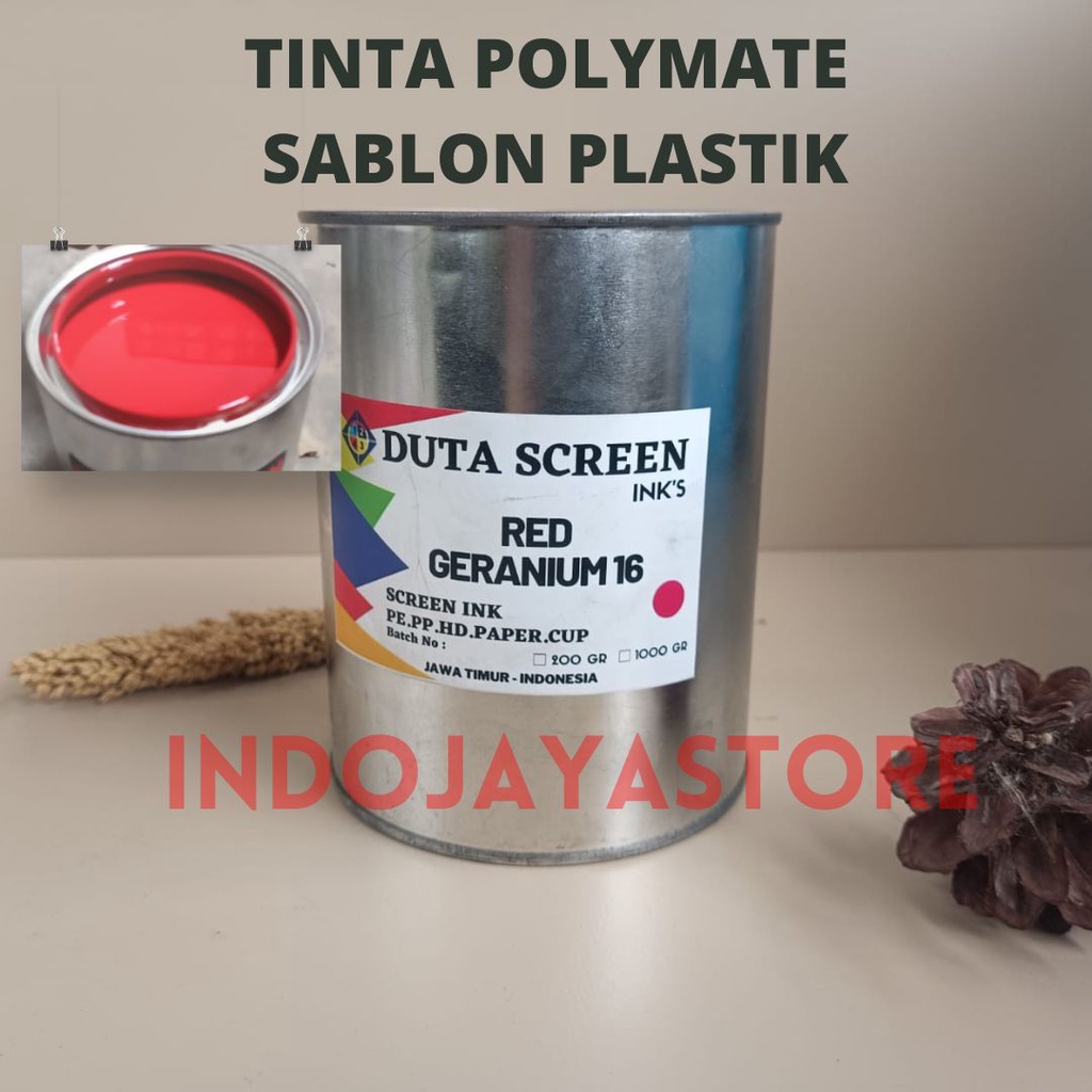 Jual TINTA SABLON PLASTIK MERAH-RED GERANIUM-POLYMATE-DUTA SCREEN 1KG ...