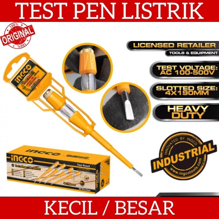 Jual INGCO Test Pencil Testpen Listrik 220V 500VAC Obeng Test Pen Saku ...