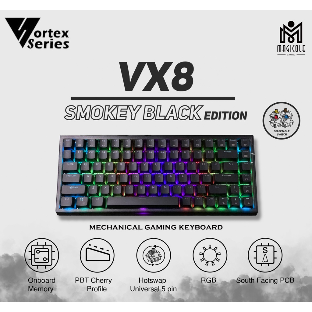 Jual VortexSeries VX8 Mechanical Keyboard - Smokey Black | Shopee Indonesia
