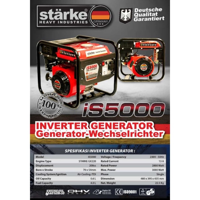 Jual Genset Silent Inverter Generator Starke is5000 2800 Watt Max 3000 ...