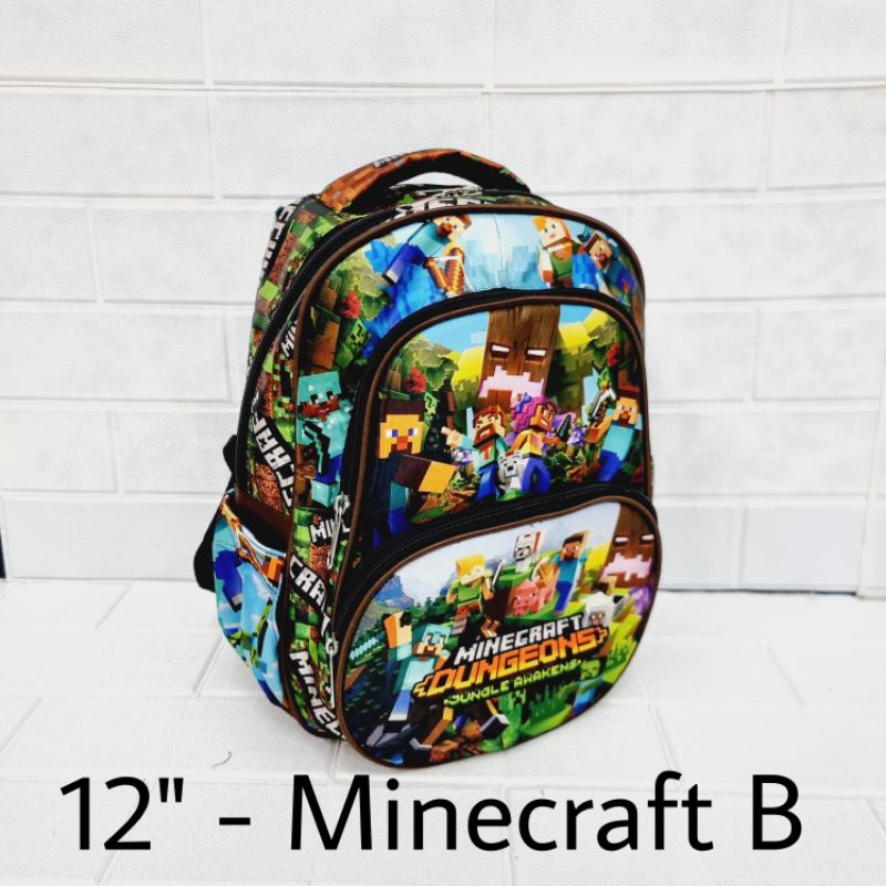 Jual Tas Ransel 12" - 15" - 18" 3 Kantong Roblox Minecraft - cocok ...