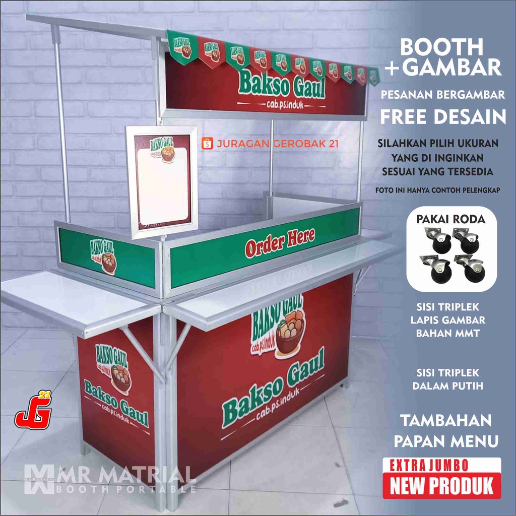 Jual Booth Portable Extra Jumbo Gerobak Jualan Meja Lipat 1.5 Meter ...