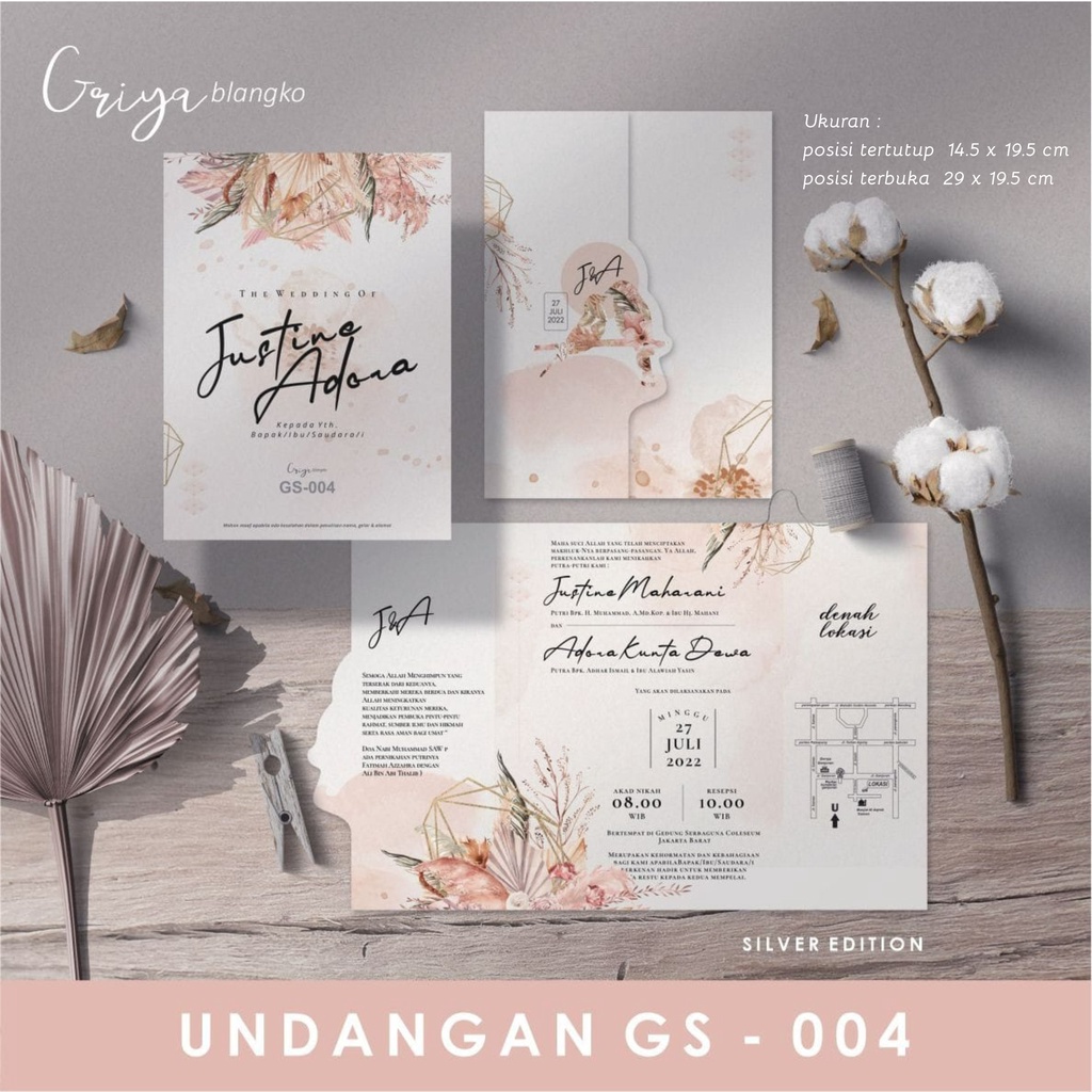 Jual UNDANGAN PERNIKAHAN MURAH SIMPEL | UNDANGAN LIPAT | SILVER EDITION | Shopee Indonesia