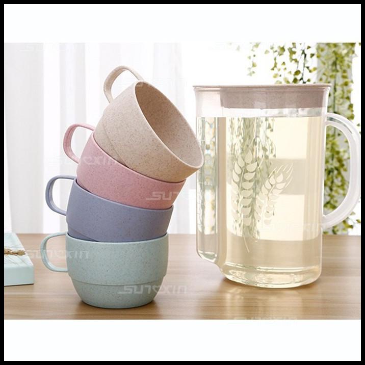 Jual Teko Gelas Set 5 In 1 Travel Cup Water Mug Cangkir Air Warna Warni ...