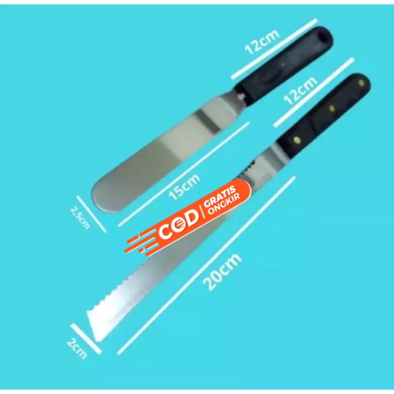 Jual 1 Set Pisau Roti Panjang + Spatula Butter Cream Stainles Polesan ...