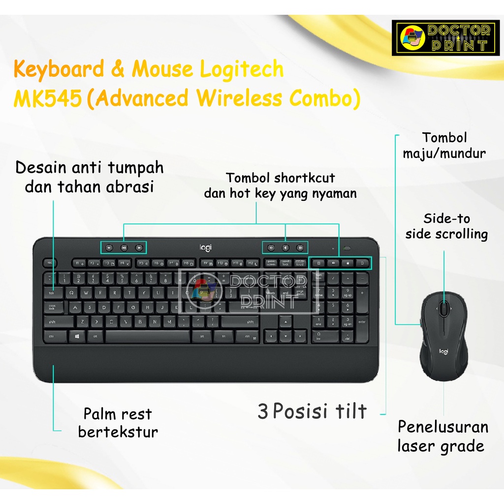 Jual Logitech MK545 Keyboard dan Mouse Wireless Advanced Full Size | Shopee Indonesia