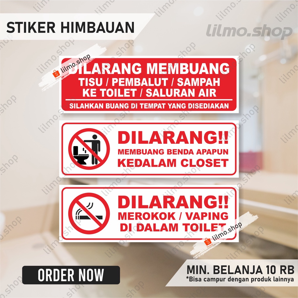 Jual Stiker Peringatan Toilet, Stiker Toilet, Stiker Himbauan | Shopee Indonesia