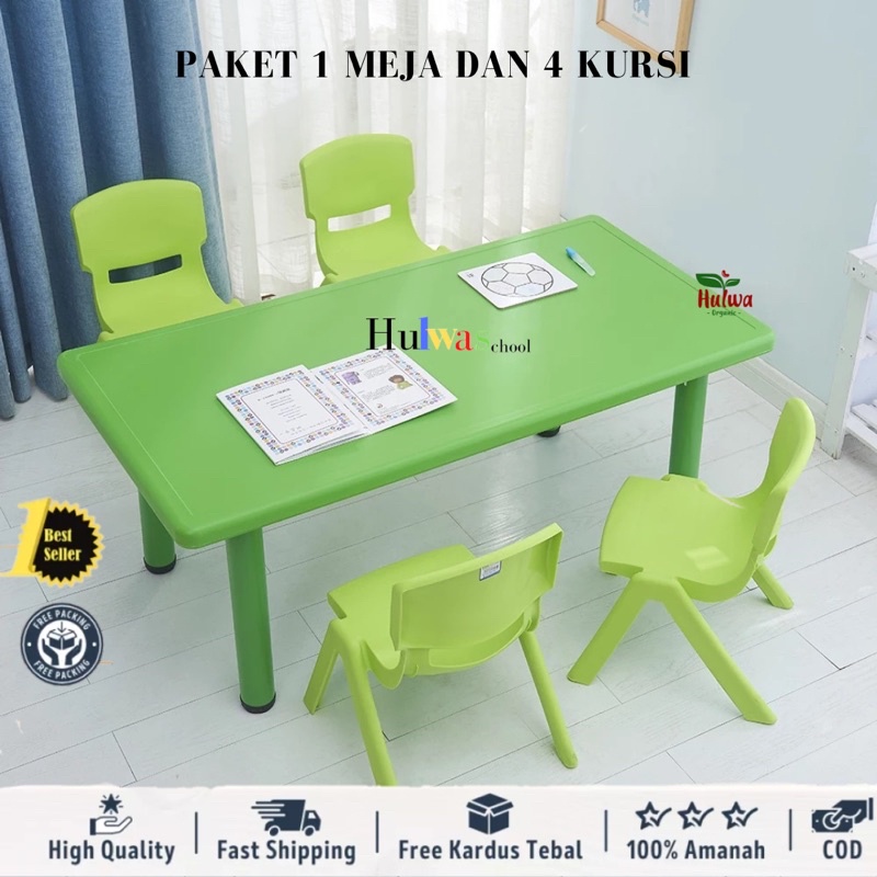Jual 1 SET 4 Kursi Meja Persegi Panjang Anak | Meja Anak Warna Warni ...
