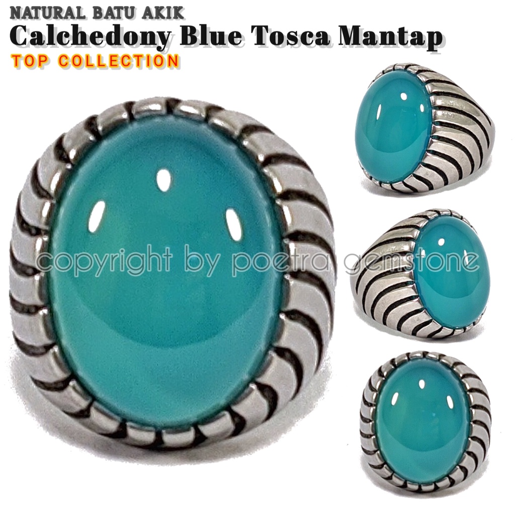 Jual Natural Cincin Titanium Batu Akik Calchedony Blue Tosca Mantap ...