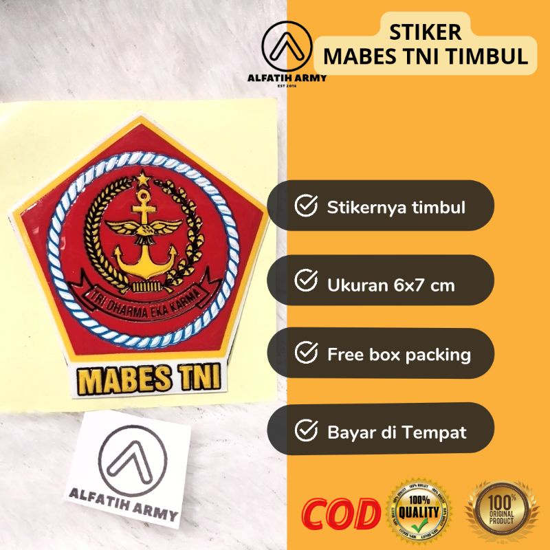 Jual Alfatih Army Stiker Timbul Mabes TNI AD 5x7cm Segi Lima Motor ...