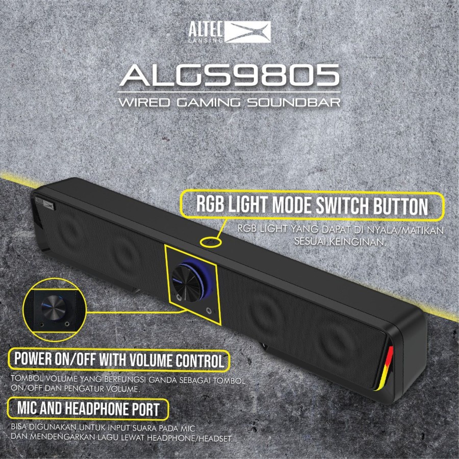 Jual Speaker soundbar gaming altec lansing wired mic audio 3.5mm usb ...