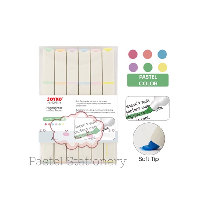 Jual Highlighter Set Joyko HL-72PTL-6 - Penanda Berwarna Joyko Pastel ...