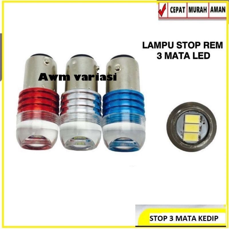 Jual LAMPU LED STOP 3 MATA BAYONET GERMAN FLASH / KEDIP HARGA PER BIJI ...
