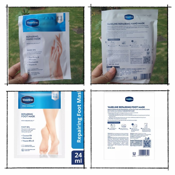 Jual Bergaransi Vaseline Repairing Foot Mask For Moisturized Foot 24Ml ...