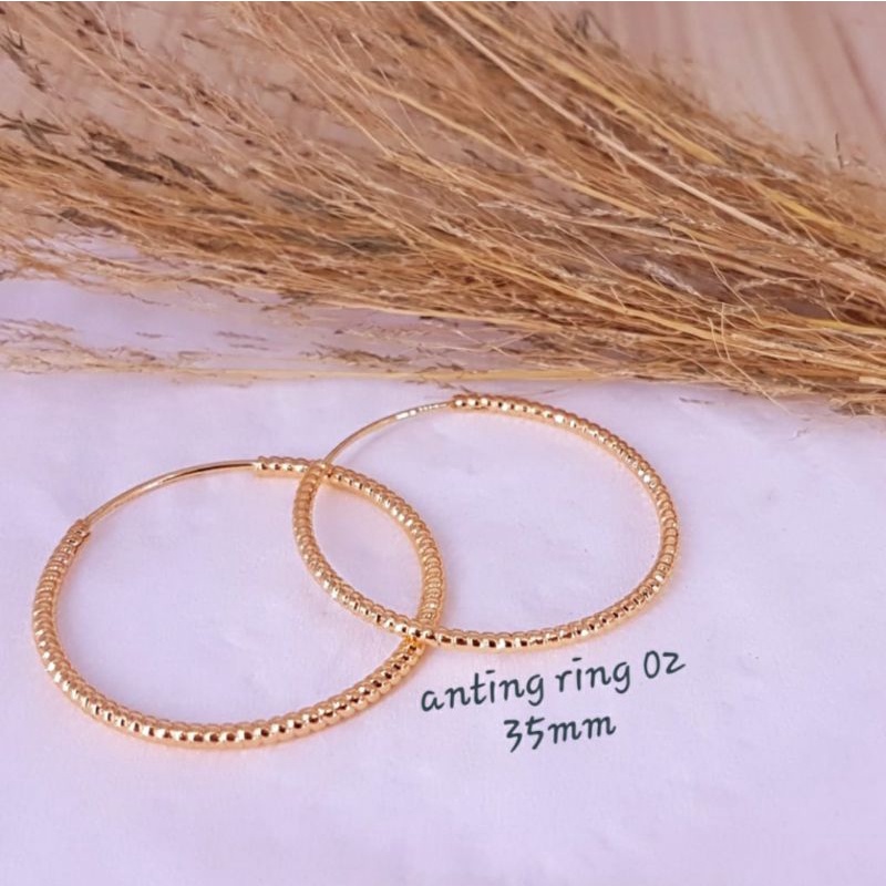 Jual Anting Ring - Anting Hoop lapis emas 18k | Shopee Indonesia