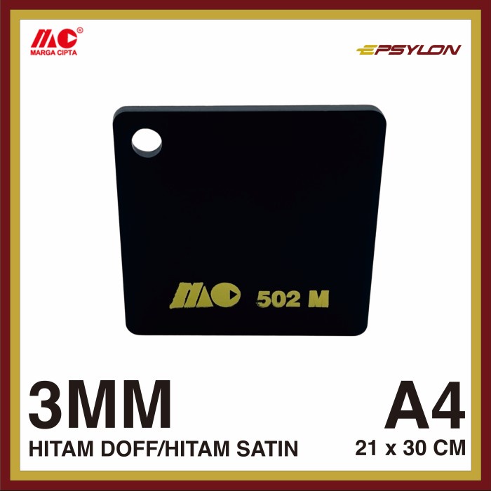 Jual Acrylic Akrilik Marga Cipta MC Lembaran Hitam Doff Satin #502M 3mm A4 21x30 | Shopee Indonesia