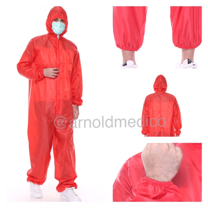 Jual Mudah Baju Apd Hazmat Suit Parasut Merah ( Anti Air Droplets ...