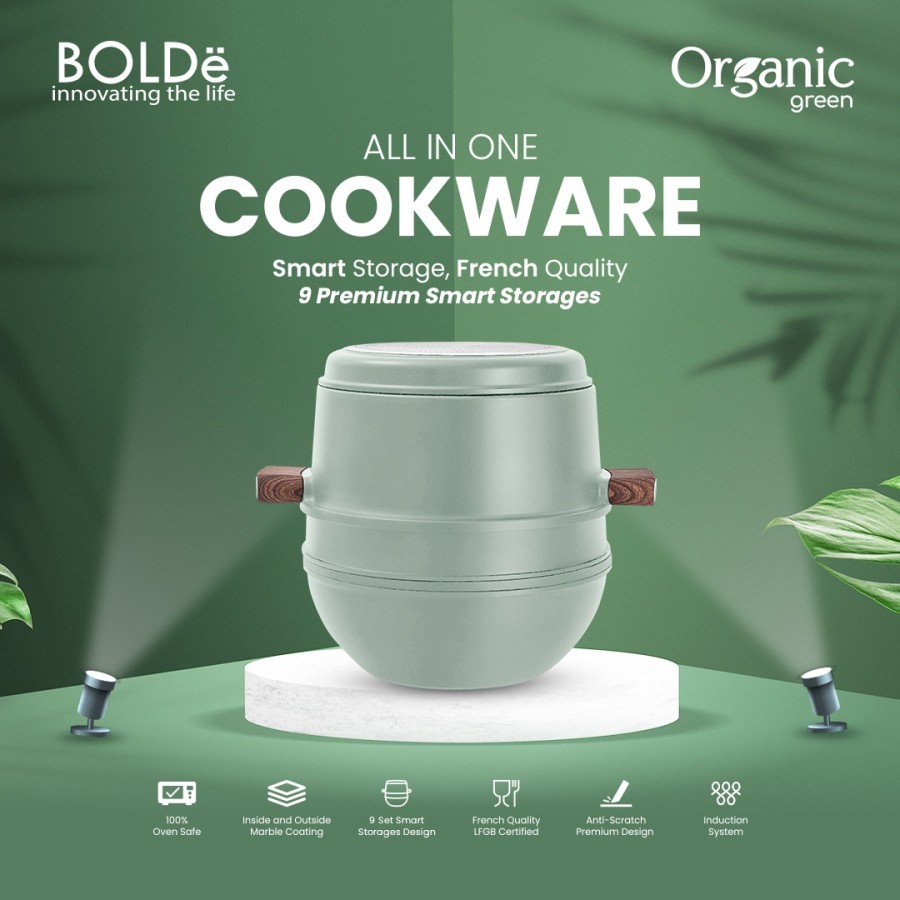 Jual BOLDe Organic Green ALL IN ONE Cookware Set | Shopee Indonesia