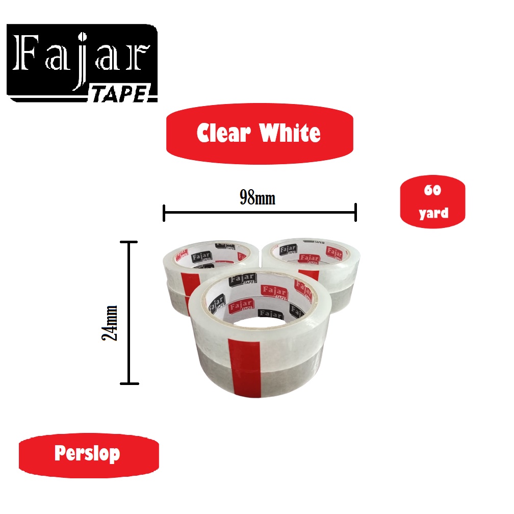 Jual Lakban Bening / Super white / 24mm x 60 Yard (Full Meter) | Shopee ...