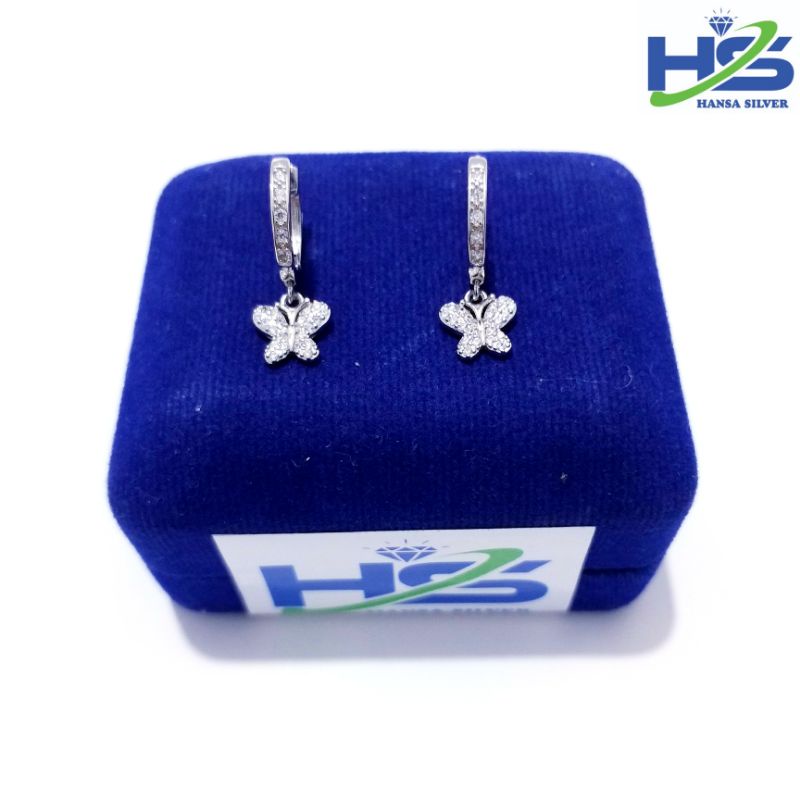 Jual Anting Perak Silver Asli 925 Lapis Emas Putih Model Jepit Kupu kupu - Anting Wanita Anti ...
