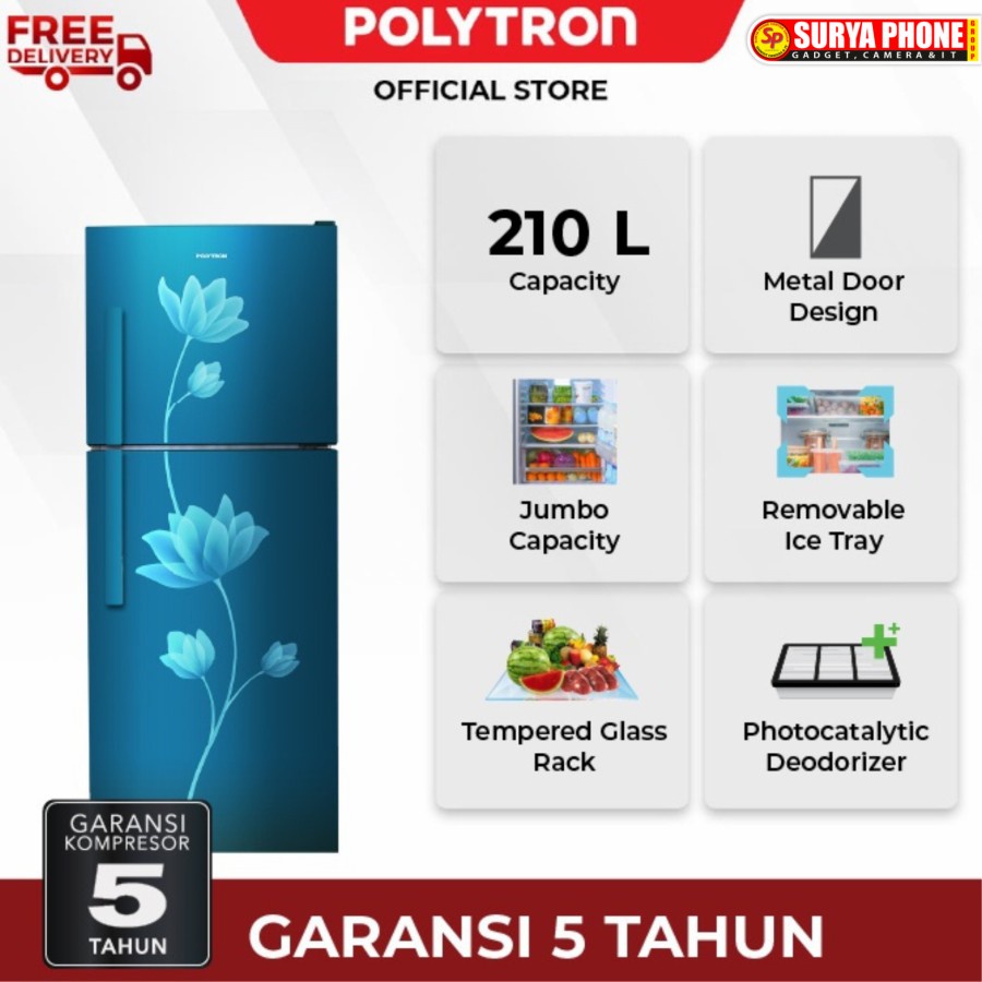 Jual Kulkas POLYTRON Beauty metal door 2 pintu 210 liter PRB 219B ...