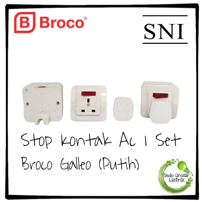 Jual Stop Kontak AC On/Off Broco 1Set Putih Cream Stop Kontak Galleo ...