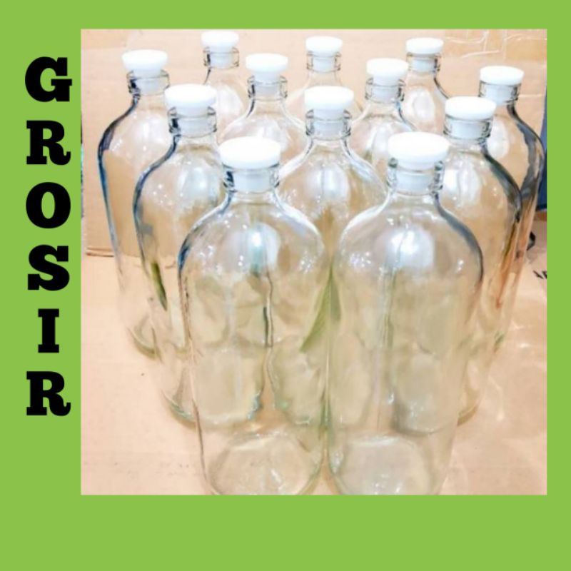 Jual / 10 ( SEPULUH) PCS Botol Kaca 1 liter / Botol Jamu Kaca 1 ltr ...