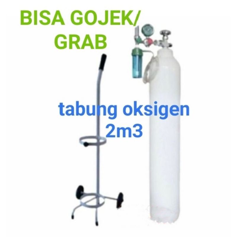 Jual tabung oksigen 2M3 1 set siap pakai (tabung, isi, regulator, selang, troli) | Shopee Indonesia