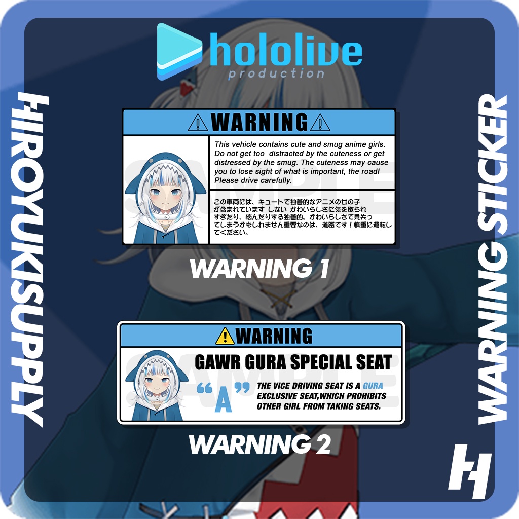 Jual Sticker Gawr Gura Vtuber Hololive Warning JDM | Shopee Indonesia