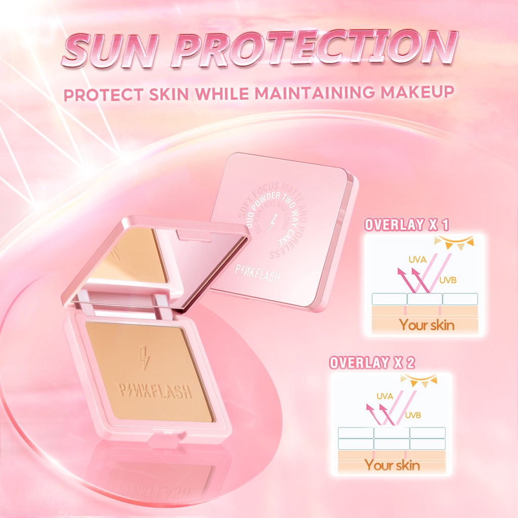 Jual Pinkflash More&More Mattifying Flawless Two Way Cake Powder UV ...