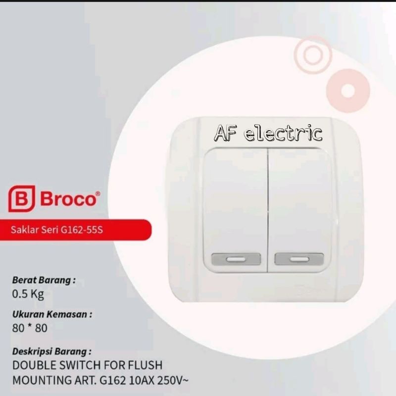 Jual SAKLAR SERI DOUBLE SWITCH IB BROCO GALLEO PUTIH G162 | Shopee ...