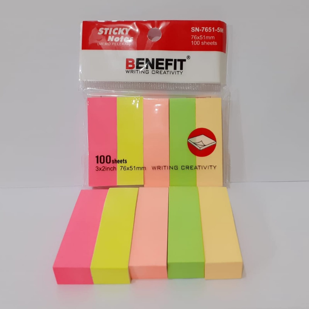 Jual Benefit Sticky Notes SN-7651-5M (1 pack isi 5 Warna) | Shopee ...