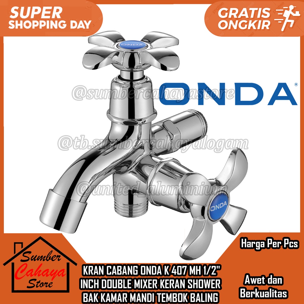 Jual KRAN CABANG ONDA K 407 MH KERAN SHOWER 1/2" INCH Double Mixer Kamar Mandi Tembok Dinding ...