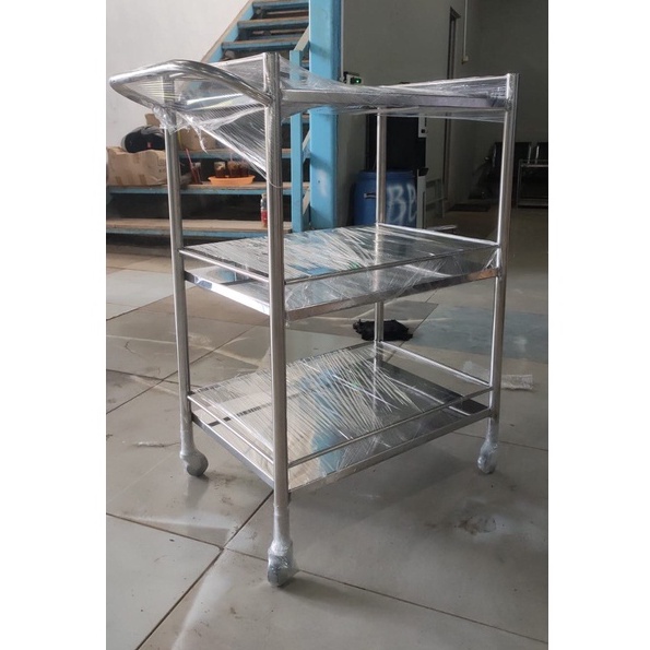 Jual Trolley Instrumen | Troli Instrumen Meja 3 Rak Susun Laci ...