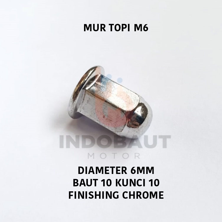 Jual Mur Topi M6 Tinggi Chrome Baut 10 | Shopee Indonesia