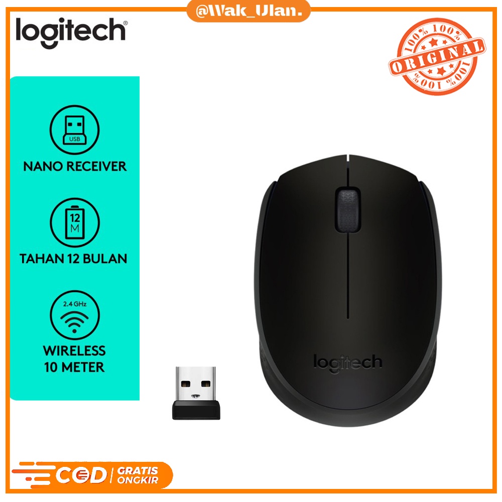 Jual Mouse Wireless Tanpa kabel Logitech LOGI TECH B170 B-170 B 170 PC ...