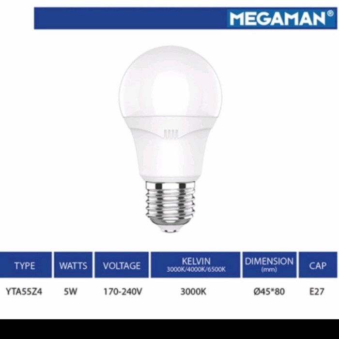 Jual Lampu LED bulat 5 Watt 5W Daylight Lampu Bohlam cahaya Putih MEGAMAN | Shopee Indonesia