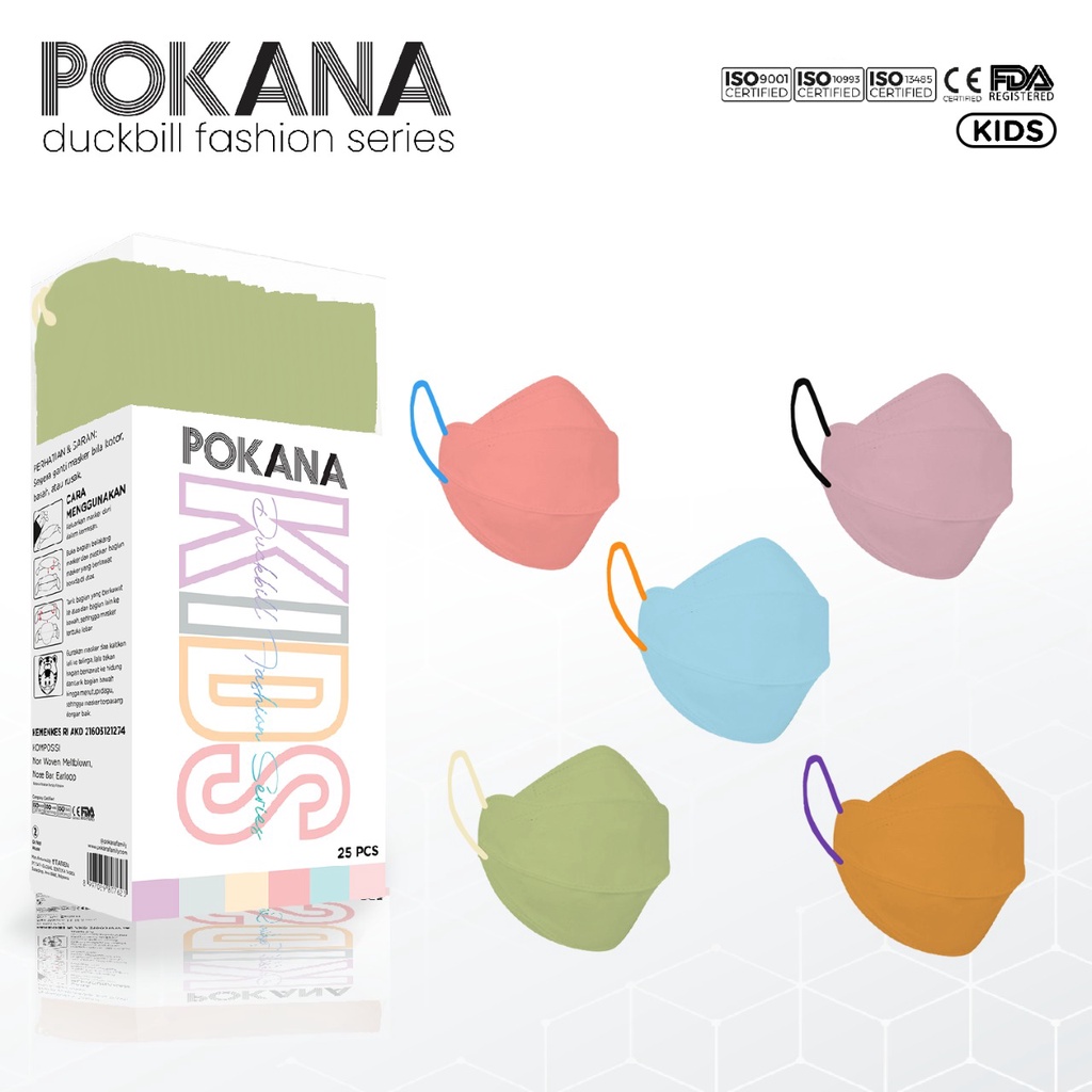 Jual POKANA DUCKBILL Fashion Series KIDS, 4-ply Earloop MEDICAL Face ...