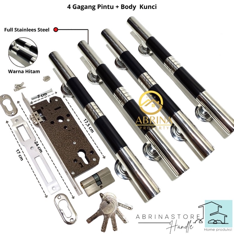 Jual paket 4 handle pintu rumah set kunci model suling lis tarikan ...