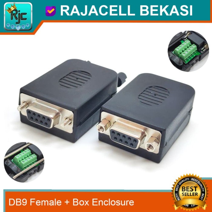 Jual Female DB9 Port Serial RS232 RS485 9pin plus Box Shell Case ...