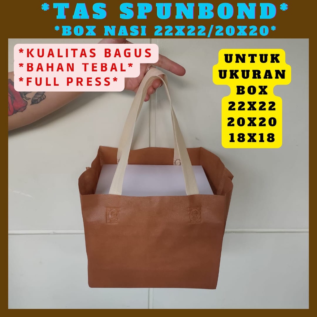 Jual Tas box nasi 22x22 20x20 18x18 / tas nasi kotak 22x22 20x20 18x18 / tas spunbond box nasi ...