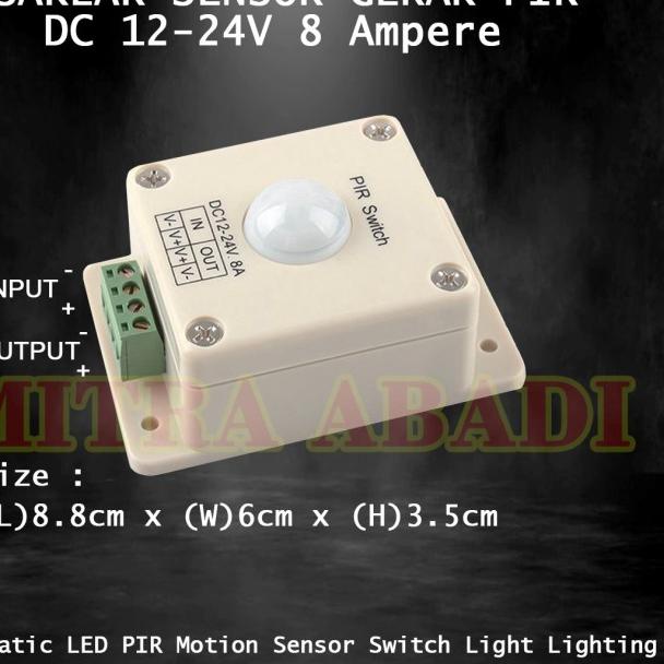 Jual Saklar Sensor Gerak PIR LED ( Human Body Detector ) 8A DC 12-24V ...