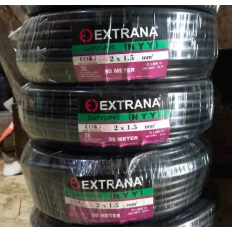 Jual Kabel Hitam Tanam NYY 2x1,5mm 50Mtr Extrana(Harga 1roll=50mtr ...