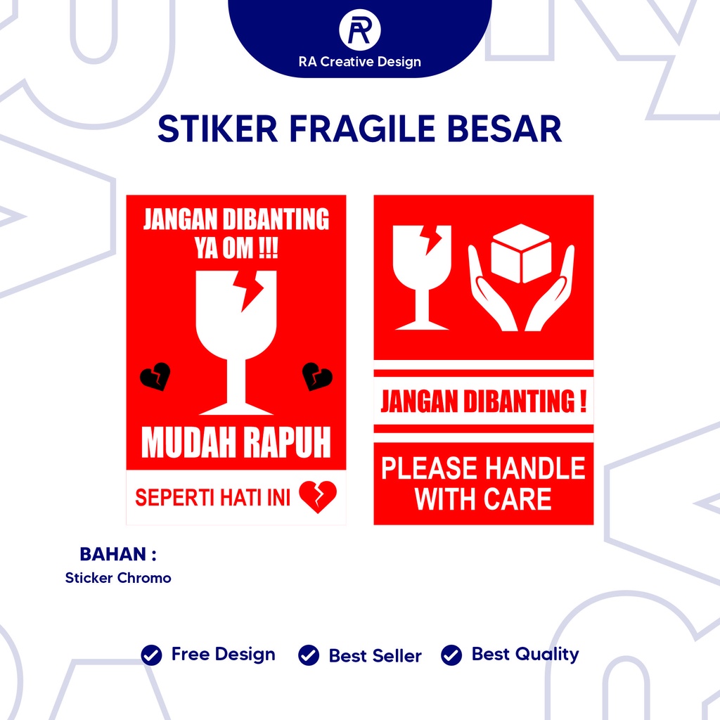 Jual Stiker Fragile Besar 6 x 9 cm (Sticker Fragile) | Shopee Indonesia