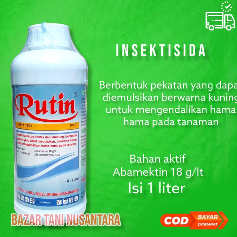 Jual INSEKTISIDA RUTIN 18 EC 1 LITER PENGENDALI KUTU DAUN trips sama ...