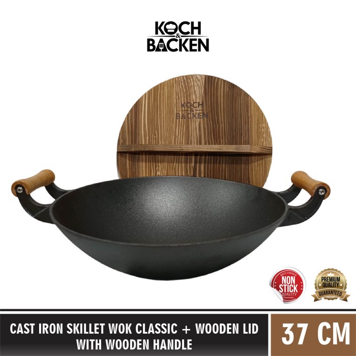 Jual KOCH&BACKEN Wok Wajan Kuali Penggorengan Cast Iron Besi Cor Tebal Panas Merata 37cm ...
