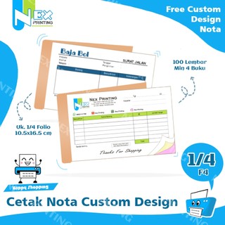 Jual Cetak Nota Ukuran 1/4 Folio Bon Faktur Online Ofline Emas Restoran ...